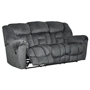 signature design by ashley capehorn oversized manual pull tab reclining sofa, dark gray