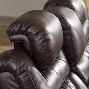 Signature Design by Ashley Warnerton Faux Leather Power Reclining Sofa with Adjustable Headrest, Brown