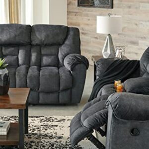 Signature Design by Ashley Capehorn Oversized Manual Pull Tab Reclining Sofa, Dark Gray