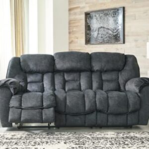 Signature Design by Ashley Capehorn Oversized Manual Pull Tab Reclining Sofa, Dark Gray