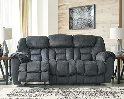 Signature Design by Ashley Capehorn Oversized Manual Pull Tab Reclining Sofa, Dark Gray