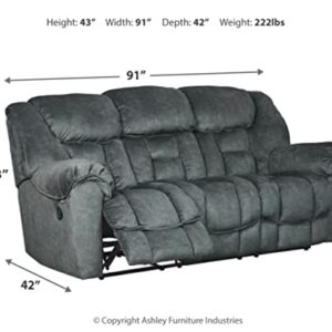 Signature Design by Ashley Capehorn Oversized Manual Pull Tab Reclining Sofa, Dark Gray