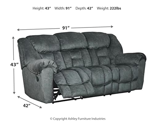 Signature Design by Ashley Capehorn Oversized Manual Pull Tab Reclining Sofa, Dark Gray