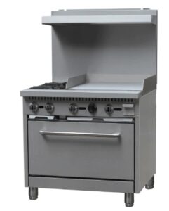 adcraft bdgr-3624g/ng black diamond 36" range with griddle, 130,000 btu, natural gas