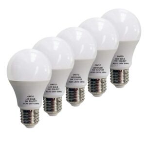 omto e26/e27 a19 led frosted light bulb 9w (60w equivalent) warm white (3000k) 85-265v (warm white, 5pcs)