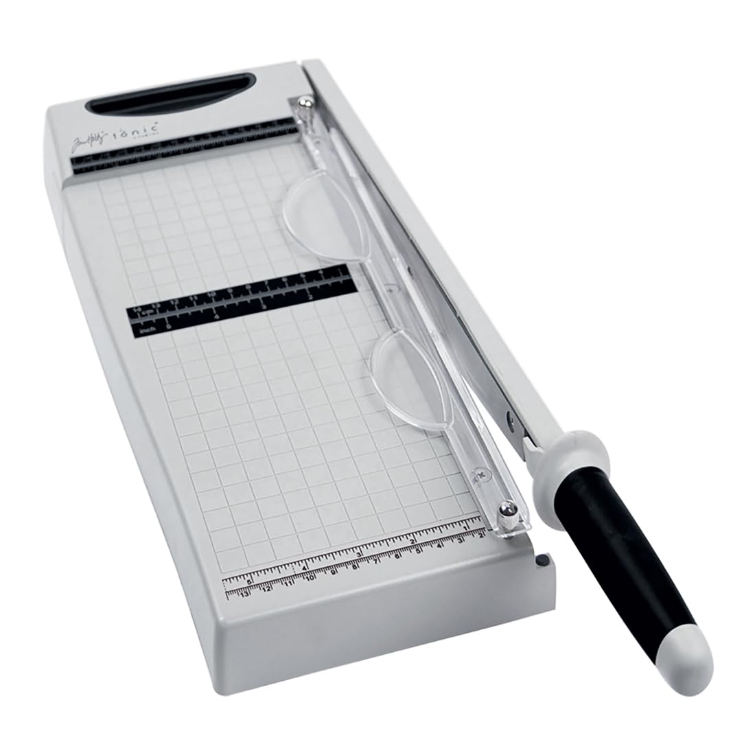 Tim Holtz Paper Cutter Tool - Maxi Guillotine Paper Trimmer for Scrapbooking, Vinyl, and Craft Paper - 12.25 Inch Cutting Length with Extendable Ruler and Grid Lines