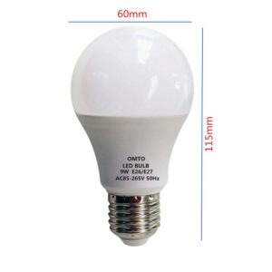 OMTO E26/E27 A19 LED Frosted Light Bulb 9W (60W Equivalent) Warm White (3000K) 85-265V (Warm White, 5pcs)