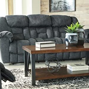 Signature Design by Ashley Capehorn Oversized Manual Pull Tab Reclining Sofa, Dark Gray