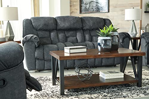 Signature Design by Ashley Capehorn Oversized Manual Pull Tab Reclining Sofa, Dark Gray