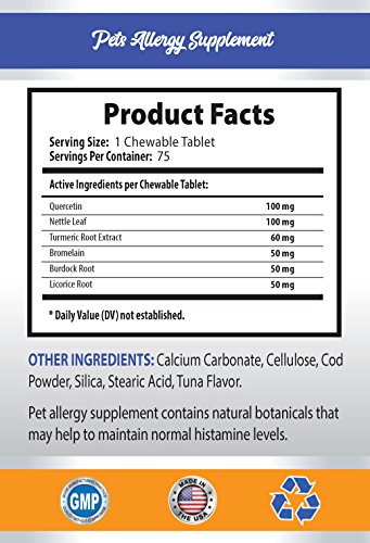 Dog Immune System Supplements - PET Allergy Relief - for Dogs and Cats - Advanced Formula - Burdock Root for Dogs - 2 Bottle (150 Chews)