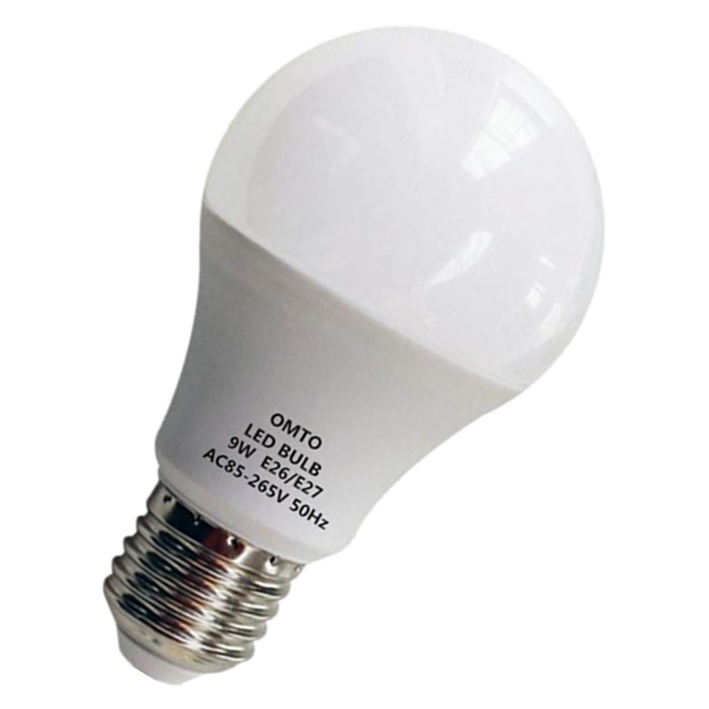 OMTO E26/E27 A19 LED Frosted Light Bulb 9W (60W Equivalent) Warm White (3000K) 85-265V (Warm White, 5pcs)