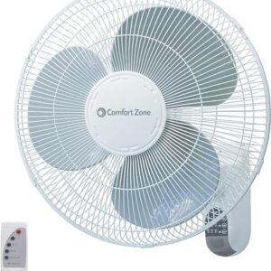 Comfort Zone 16" Quiet 3-Speed Wall Mount Fan with Remote Control, Timer and Adjustable Tilt, Ideal for Home, Bedroom, Gym & Office, CZ16WR