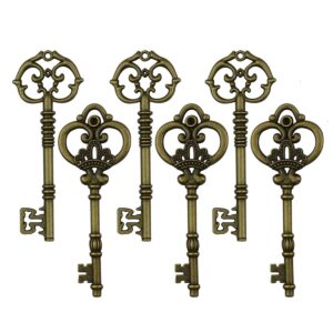 Gutapo 20 Extra Large Antique Bronze Finish Skeleton Keys Rustic Steampunk Key for Wedding Decoration Favor DIY Gift