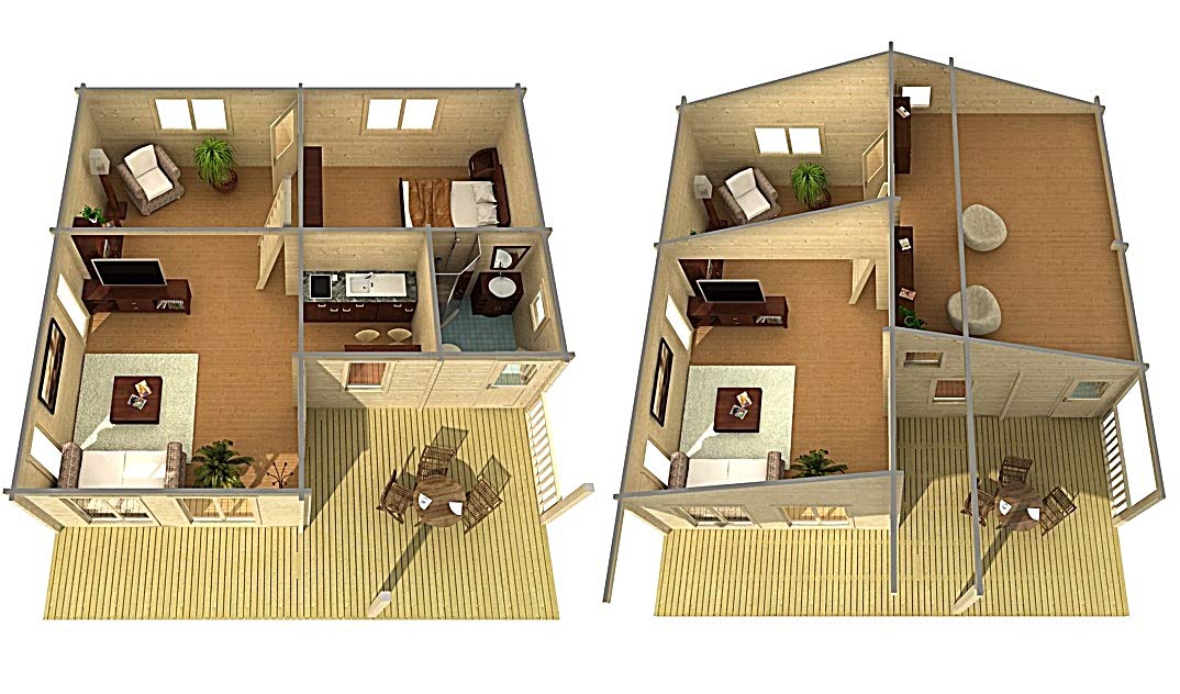 Allwood Avalon Cabin Kit | 540 SQF + Loft (Double Glass Windows and Doors)