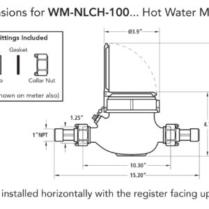 Assured Automation WM-NLCH Series Lead Free Brass HOT Water Meter 1" with Pulse Output