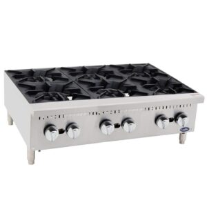 cookrite athp-36-6 commercial hot plate countertop six burner liquid propane range 36" - 150,000 btu