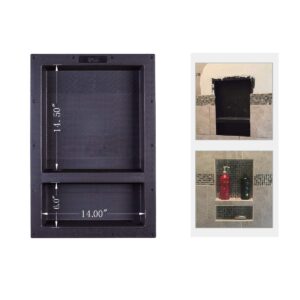 uni-green tile niche for shower 25" x 17" dimensions- toiletry and bathroom niche storage- simple installation with texture surface shower cubby double shelves