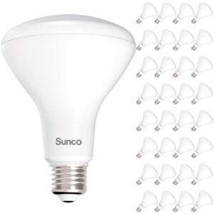 sunco 32 pack br30 led bulbs, indoor flood lights cri93 11w equivalent 65w 5000k daylight 850 lumens, e26 base, 25000 lifetime hours interior home dimmable recessed can light bulbs - ul