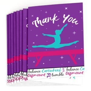 Big Dot of Happiness Tumble, Flip & Twirl - Gymnastics - Birthday Party or Gymnast Party Thank You Cards (8 count)