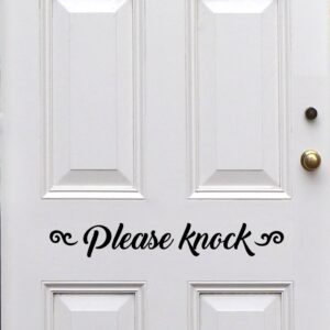 beverly465 please knock front door decal removable vinyl door sticker adhesive door sign - black 11" w