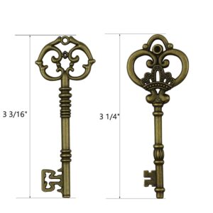 Gutapo 20 Extra Large Antique Bronze Finish Skeleton Keys Rustic Steampunk Key for Wedding Decoration Favor DIY Gift