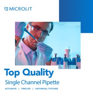 Microlit Micropipette - Single Channel Pipette Compatible with Microlit 10ml Pipette Tips, Adjustable Volume Lab Pipette, Accurate and Calibrated Pipette (1-10ml)