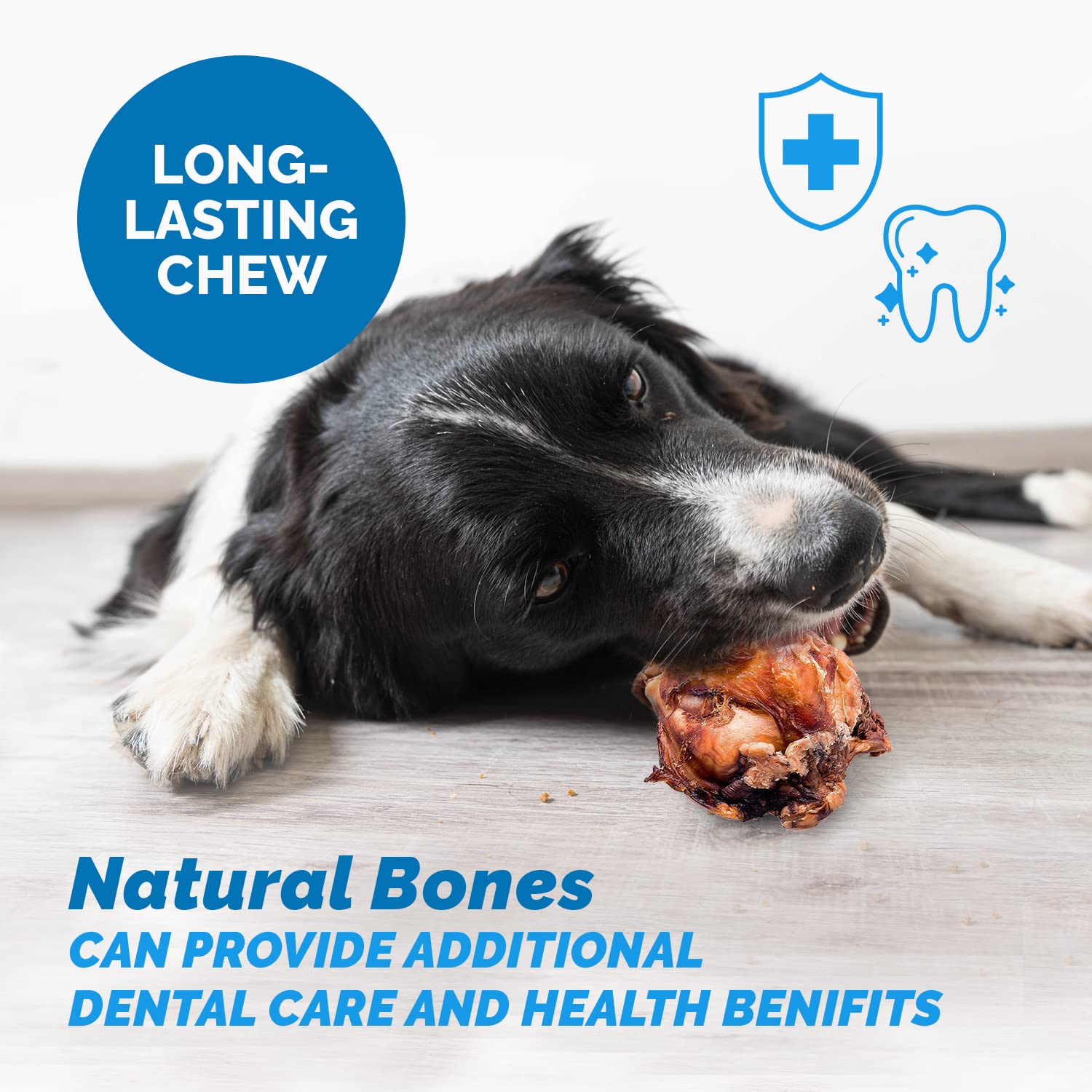 123 Treats - Dog Bone Knee Caps - 100% Natural & Long Lasting Beef Chews Beef Chew Treats for Pets - Ideal for Small to Large Dogs (30 Count - Made in USA)