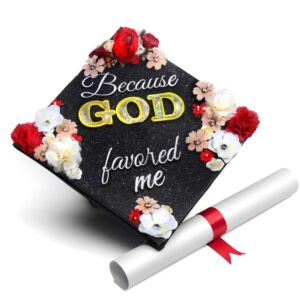 gradwyse once upon a time handmade graduation cap topper graduation gifts graduation cap decorations, because god favored me black