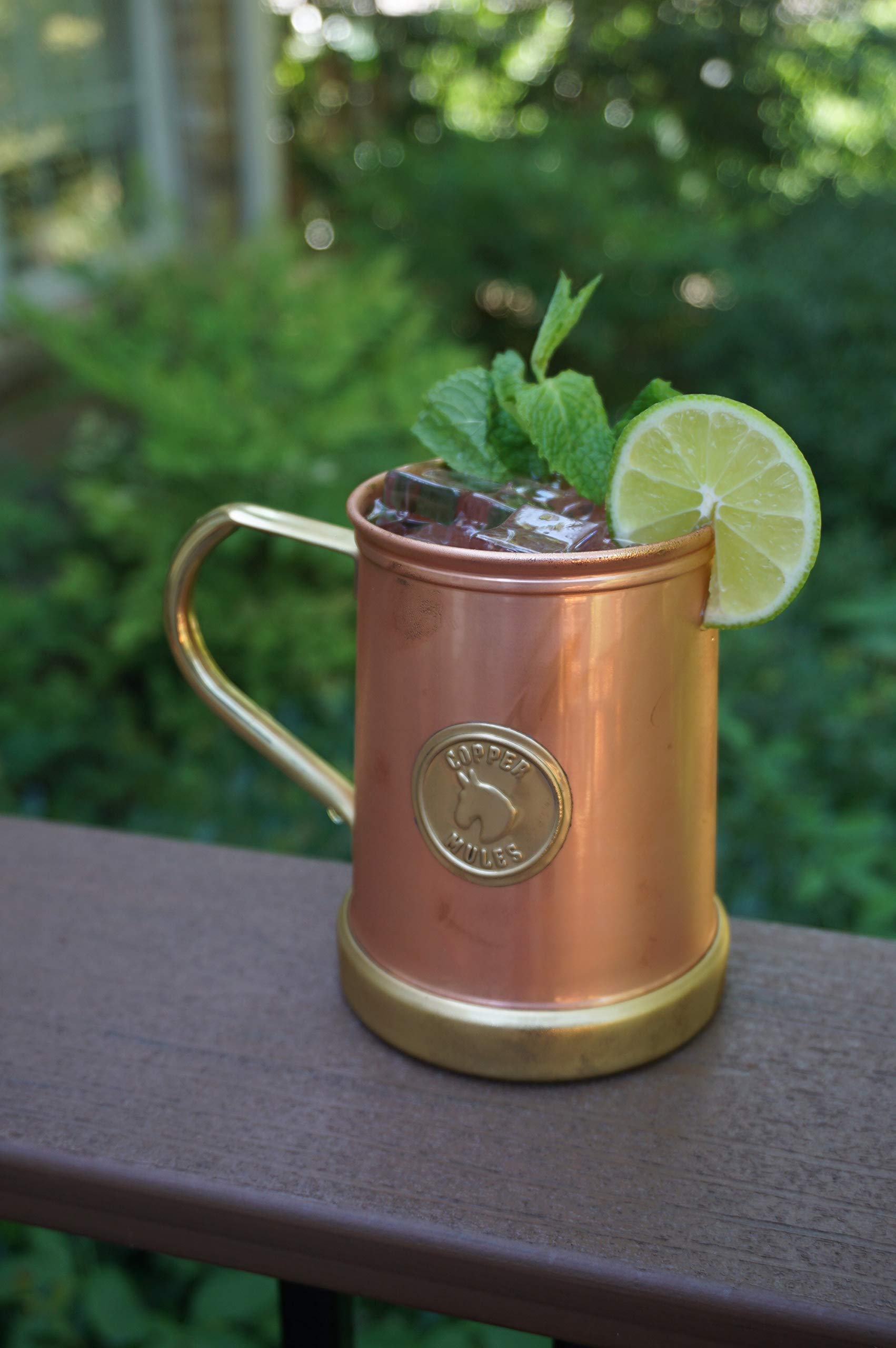 Copper Mules The Finest HandCrafted Copper Mug Unique Patented Design - Solid Brass Base and Handle - Holds 18oz