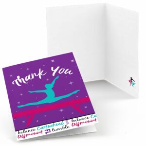 big dot of happiness tumble, flip & twirl - gymnastics - birthday party or gymnast party thank you cards (8 count)