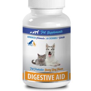 Dog Digestive enzymes and probiotics - Pet Digestive Aid - Probiotics - for Dogs and Cats - Chewable - Dogs bifidobacterium - 1 Bottle (60 Chews)