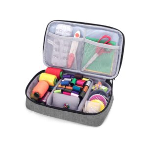 Luxja Sewing Accessories Organizer, Double-Layer Sewing Supplies Organizer for Needles, Scissors, Measuring Tape, Thread and Other Sewing Tools (NO Accessories Included), Gray