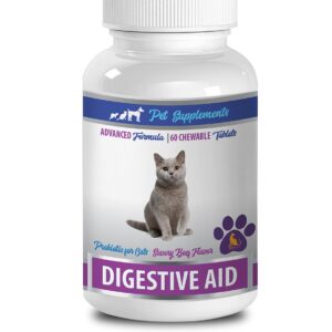 PET SUPPLEMENTS cat Digestive Care - Digestive AID - for Cats - Advanced PROBIOTIC - CHEWABLE - Cats probiotic Supplement - 1 Bottle (60 Chews)