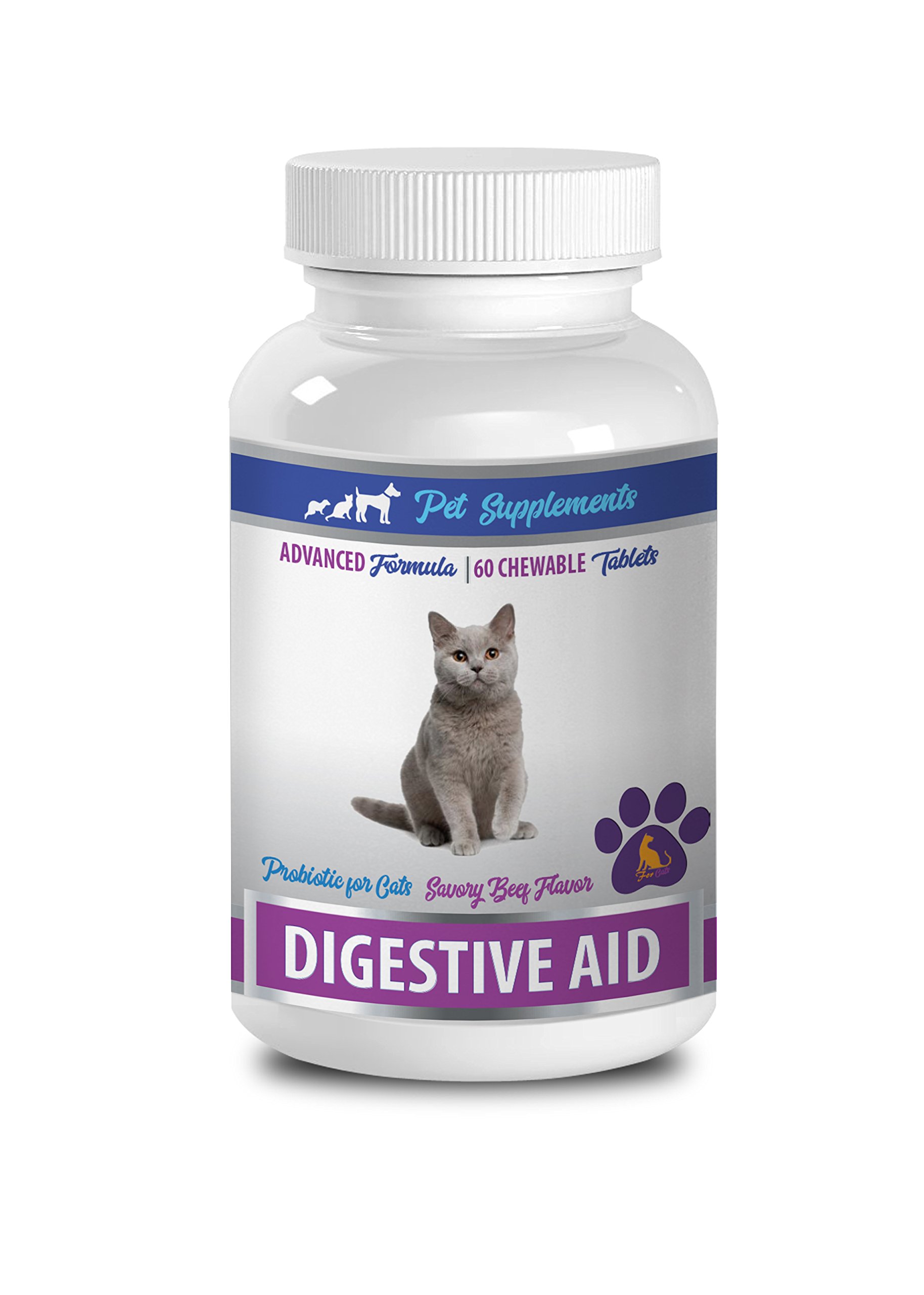 PET SUPPLEMENTS cat Digestive Care - Digestive AID - for Cats - Advanced PROBIOTIC - CHEWABLE - Cats probiotic Supplement - 1 Bottle (60 Chews)