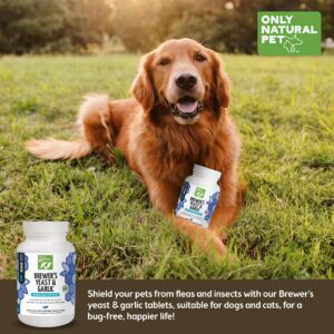 Only Natural Pet Brewer's Yeast & Garlic Chewables - All-Natural Flea & Tick Prevention for Dogs - Fortified with B Vitamins - Promotes Healthy Skin & Coat - 300 Count Tablet (3 Pack)