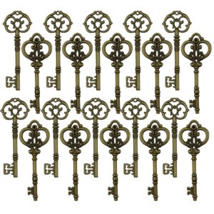 gutapo 20 extra large antique bronze finish skeleton keys rustic steampunk key for wedding decoration favor diy gift