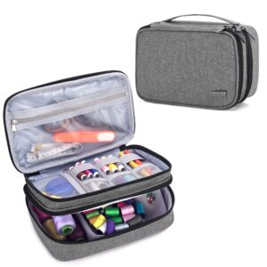 luxja sewing accessories organizer, double-layer sewing supplies organizer for needles, scissors, measuring tape, thread and other sewing tools (no accessories included), gray