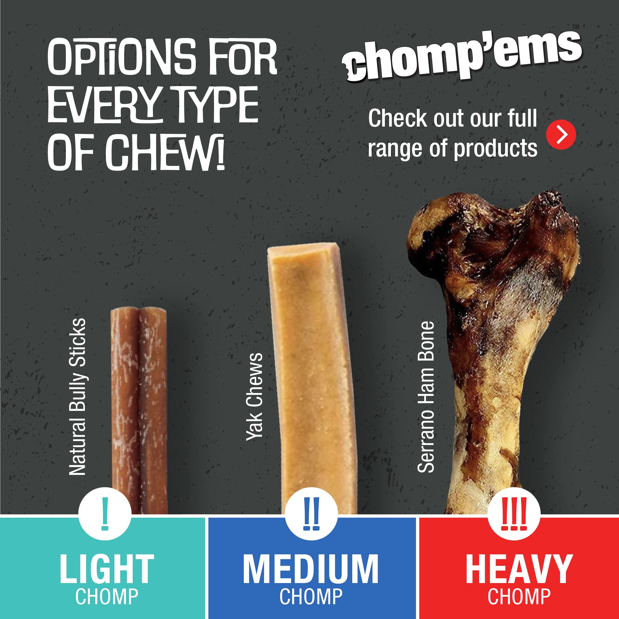 CHOMP 'EMS Five Flavor Kabobs Dog Treats - Beefhide Chewstick - High Protein Dog Chews, 15 Count