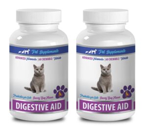 pet supplements enzymes for cats - digestive aid - for cats - advanced probiotic - chewable - probiotic cat chews - 2 bottle (120 chews)