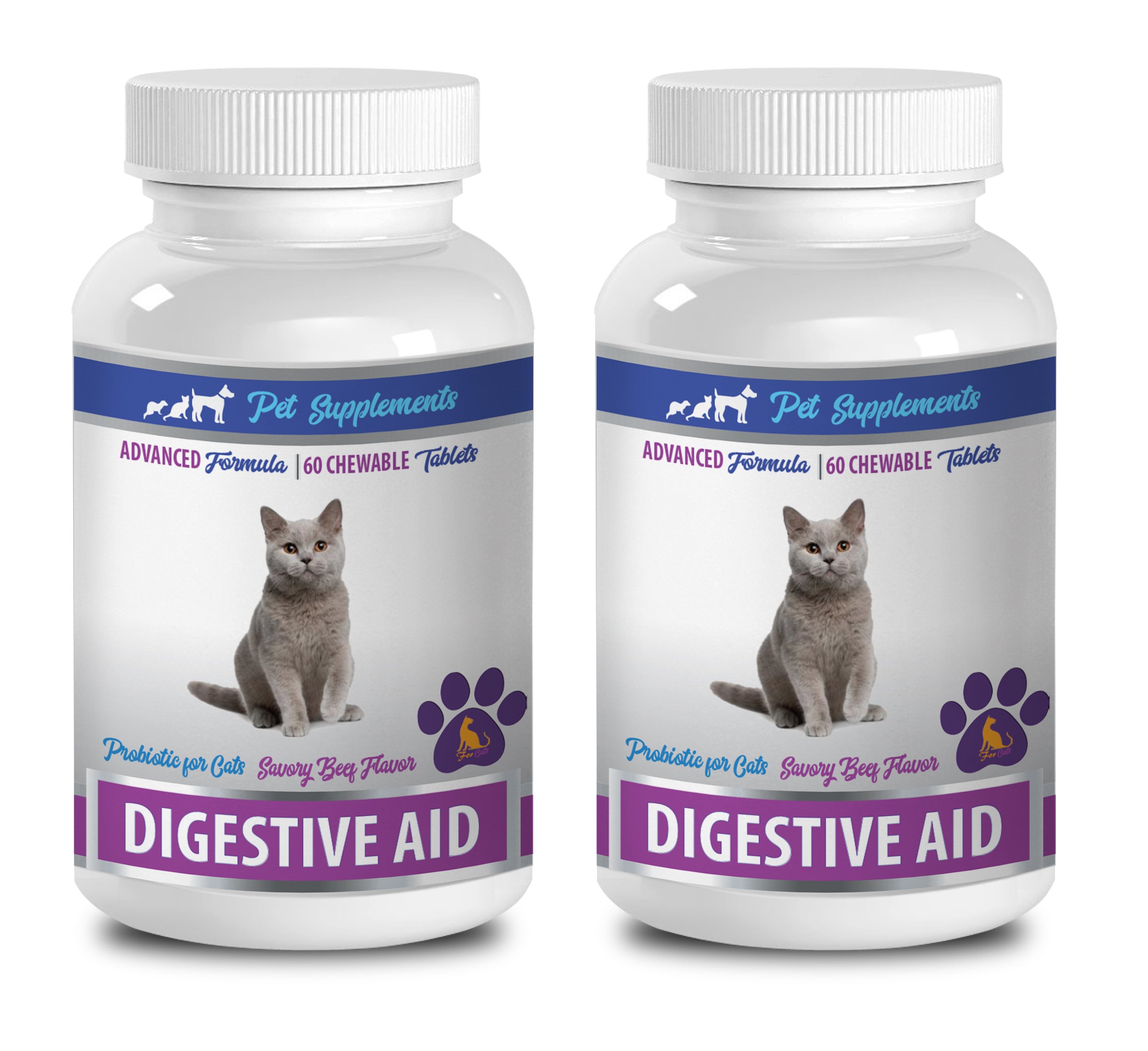 PET SUPPLEMENTS enzymes for Cats - Digestive AID - for Cats - Advanced PROBIOTIC - CHEWABLE - probiotic cat Chews - 2 Bottle (120 Chews)