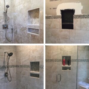 Uni-Green Tile Niche for Shower 25" x 17" Dimensions- Toiletry and Bathroom Niche Storage- Simple Installation with Texture Surface Shower Cubby Double Shelves