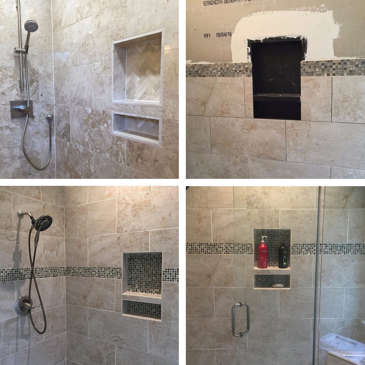 Uni-Green Tile Niche for Shower 25" x 17" Dimensions- Toiletry and Bathroom Niche Storage- Simple Installation with Texture Surface Shower Cubby Double Shelves