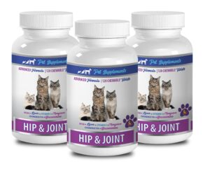 joint pain cats - hip and joint - for cats - health and care - chewable - joint supplements cats - 3 bottle (360 chews)