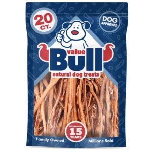 valuebull lamb pizzle sticks, 20 count - natural dog treats, grass-fed