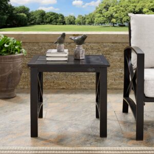 Crosley Furniture Kaplan Weather Resistant Metal Outdoor Side Table for Patio, Deck, Porch, Oiled Bronze