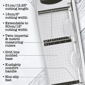 Tim Holtz Paper Cutter Tool - Maxi Guillotine Paper Trimmer for Scrapbooking, Vinyl, and Craft Paper - 12.25 Inch Cutting Length with Extendable Ruler and Grid Lines