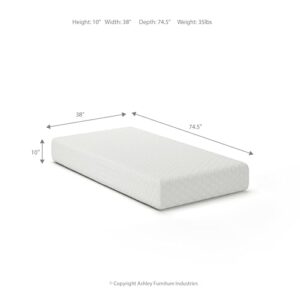 Signature Design by Ashley Twin Size Chime 10 Inch Medium Firm Memory Foam Mattress with Green Tea & Charcoal Gel