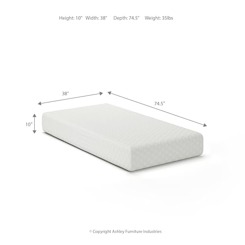 Signature Design by Ashley Twin Size Chime 10 Inch Medium Firm Memory Foam Mattress with Green Tea & Charcoal Gel