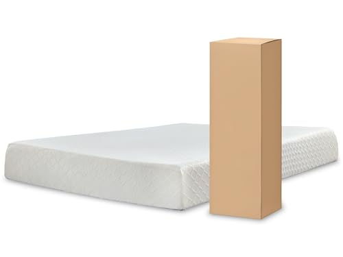 Signature Design by Ashley Twin Size Chime 10 Inch Medium Firm Memory Foam Mattress with Green Tea & Charcoal Gel