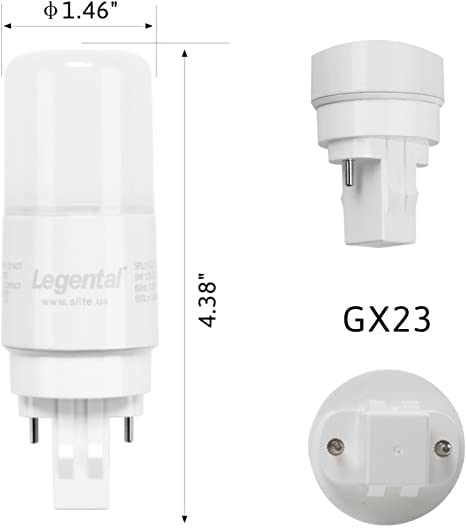 Silverlite [Plug&Play] Legental 5w(13w CFL Equivalent) LED Stick PL Bulb GX23-2 Pin Base, 500LM, Soft White(2700k), Driven by 120-277V and CFL Ballast, UL Listed, 2 Pack